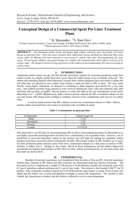 Conceptual Design of a Commercial Spent Pot Liner Treatment Plant.