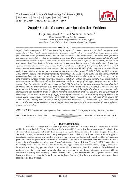 Supply Chain Management Optimization Problem