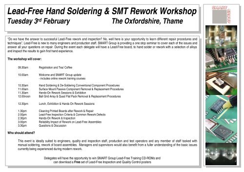 Lead-Free Hand Soldering & SMT Rework Workshop - SMART Group