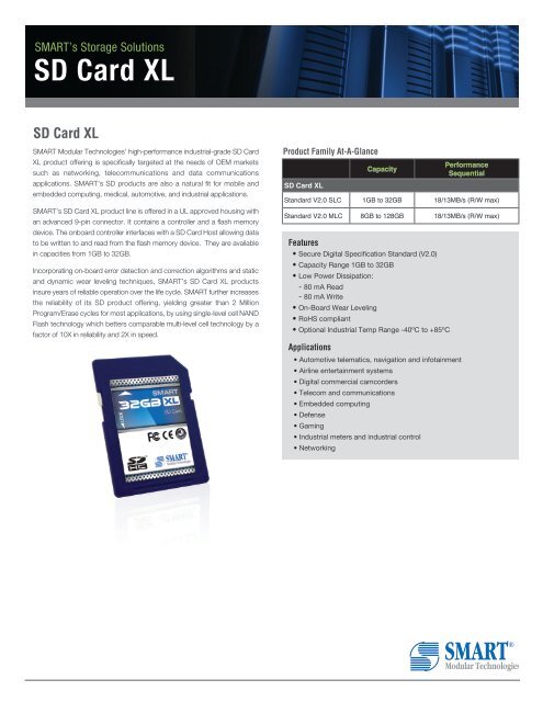 SD Card XL Product Overview - Smart Modular Technologies, Inc.