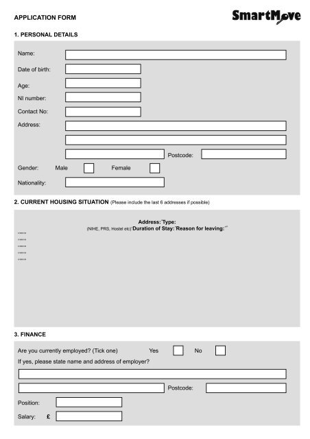 Application Form For Moving