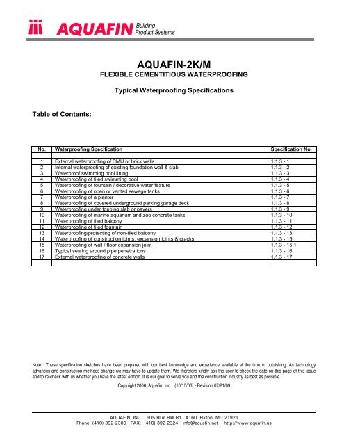 Word Pro - AQUAFIN-2KM waterproofing ... - AQUAFIN Inc.