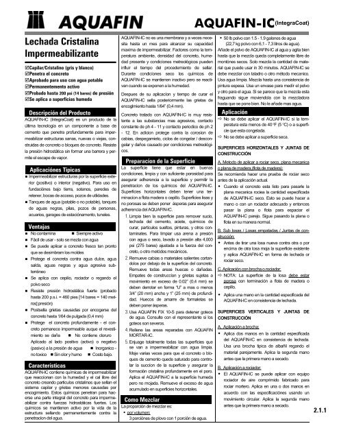 Word Pro - Aquafin-IC spanish 011105 - AQUAFIN Inc.