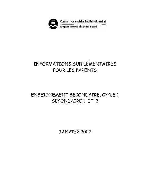 Enseignement secondaire - Cycle 1 - secondaires 1 et 2