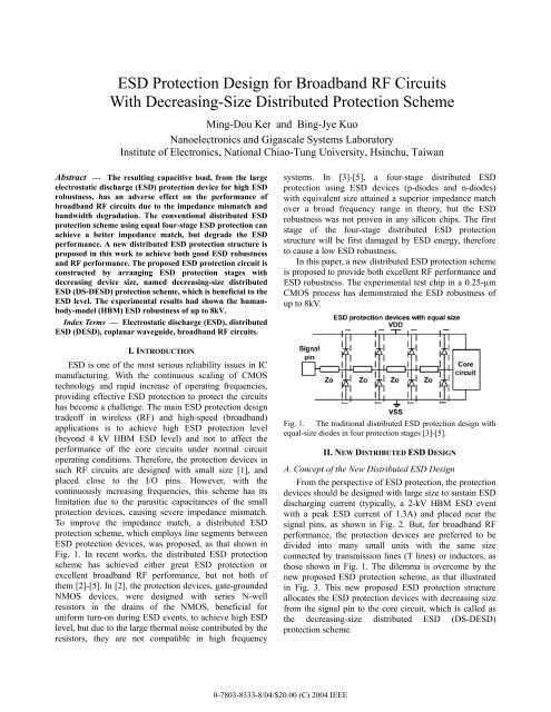 ESD Protection Design for Broadband RF Circuits with Decreasing ...