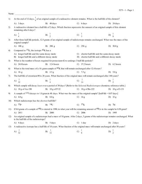 Nuclear half life - Revsworld