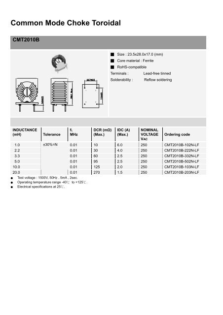 Common Mode Choke Toroidal