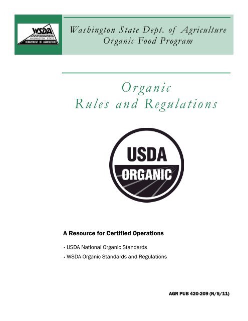WSDA Organic Rules and Regulations - Washington State ...