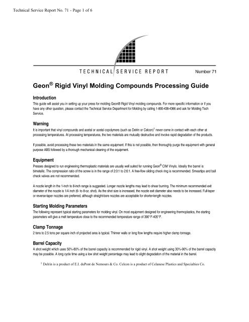 TSR71: Geon Rigid Vinyl Molding Compounds ... - PolyOne