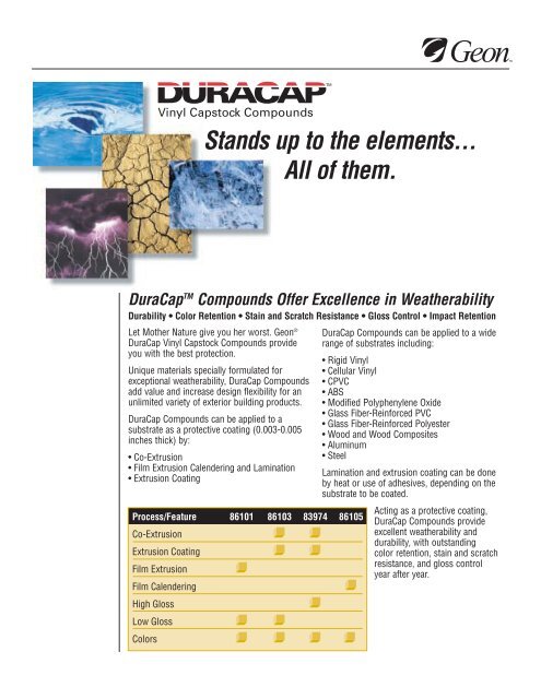 Technical Bulletin: Geon Duracap Vinyl Capstock ... - PolyOne