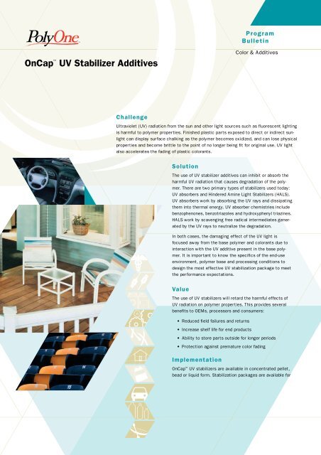 OnCapâ ¢ UV Stabilizer Additives - PolyOne