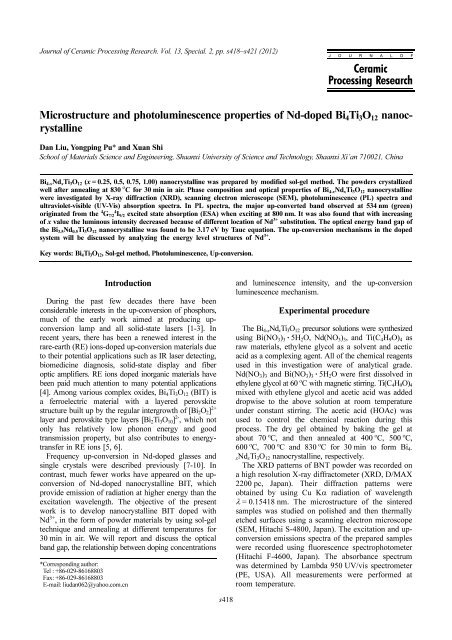 Microstructure and photoluminescence properties of Nd-doped ...