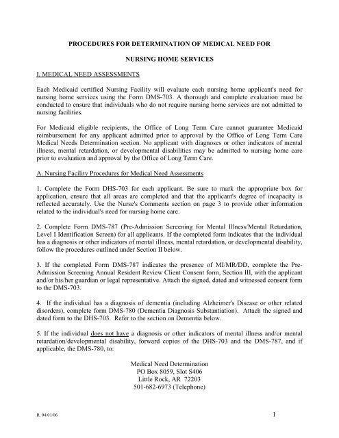 Medical Need Determination Procedure - Arkansas Department of ...