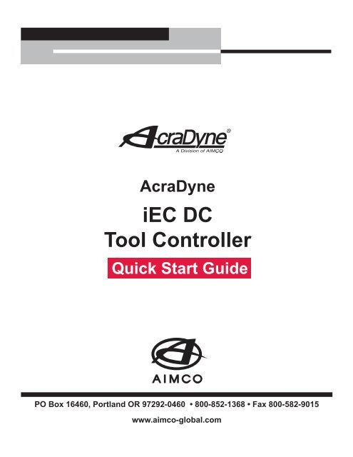 iEC DC Tool Controller Quick Start Guide - Aimco-solutions.com