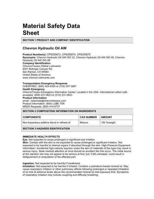 Material Safety Data Sheet