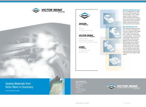 Sealing Materials from Victor Reinz in Summary - reinz.com