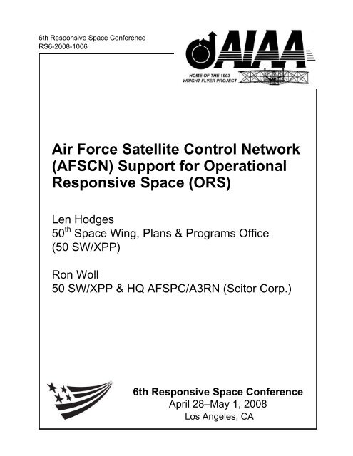 Air Force Satellite Control Network (AFSCN) - Responsive Space