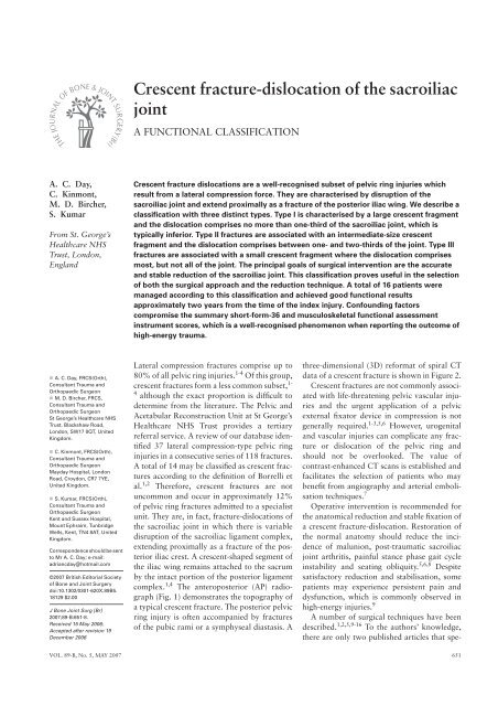 Crescent fracture-dislocation of the sacroiliac joint