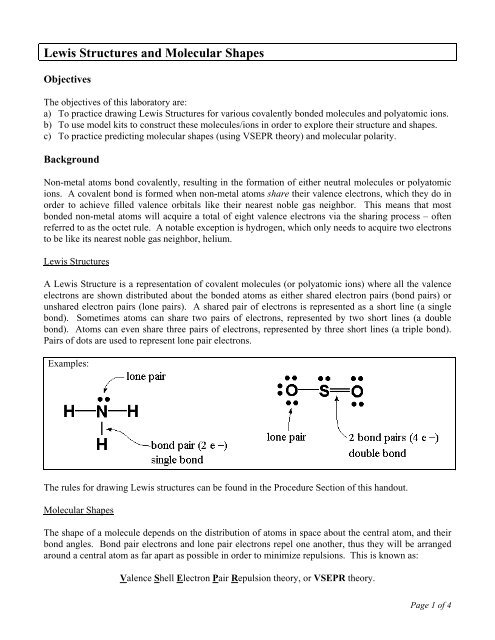 Lewis Structures And Molecular Shapes