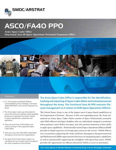ASCO/FA40 PPO - Space and Missile Defense Command - U.S. Army