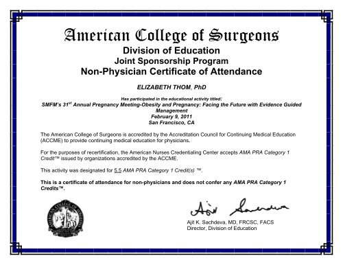 Non-Physicians Certificates