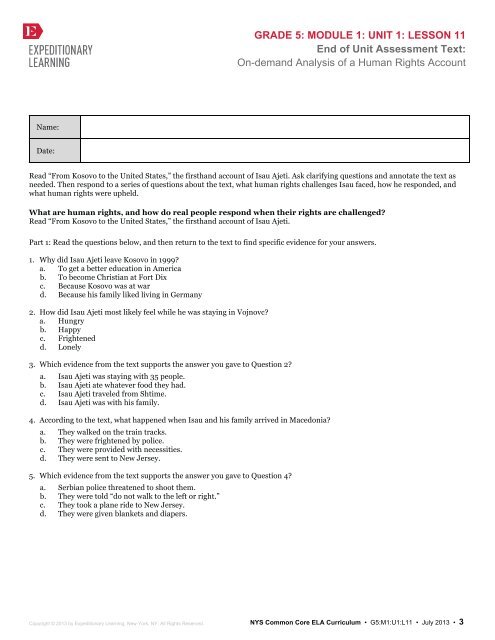 GRADE 5: MODULE 1: UNIT 1