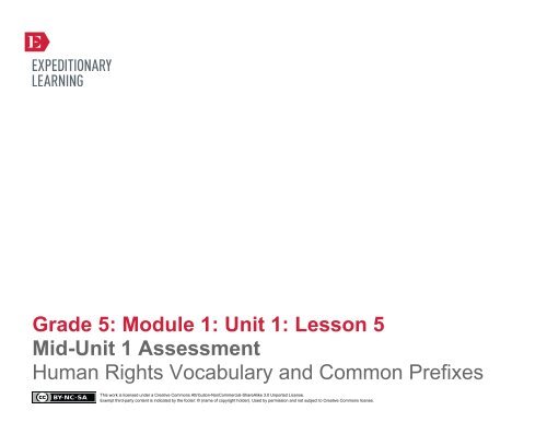 Grade 5 ELA Module 1, Unit 1, Lesson 5 - EngageNY