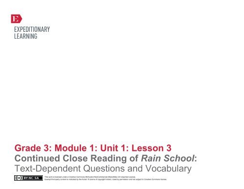 Grade 3 ELA Module 1, Unit 1, Lesson 3 - EngageNY