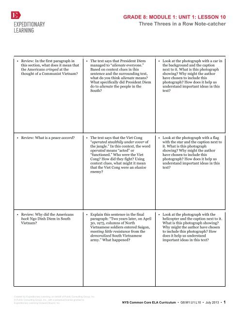 GRADE 8: MODULE 1: UNIT 1