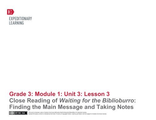Grade 3 ELA Module 1, Unit 3, Lesson 3 - EngageNY