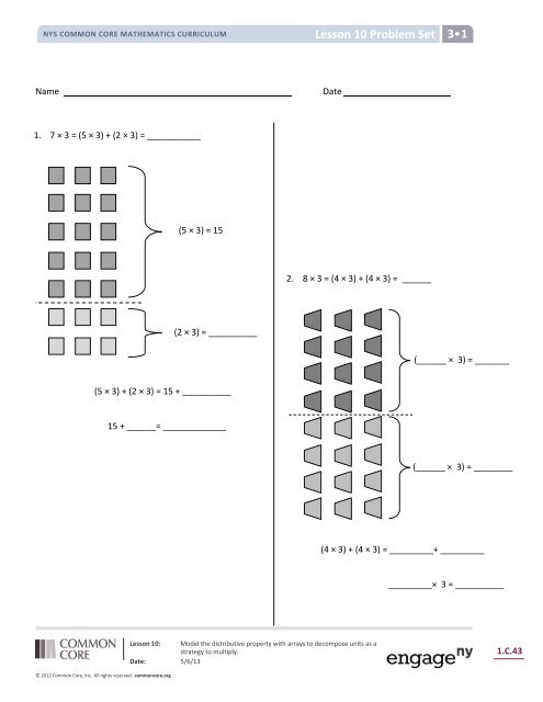 Lesson 10 Problem Set 3â ¢1 - EngageNY
