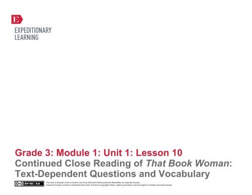Grade 3 ELA Module 1, Unit 1, Lesson 10 - EngageNY