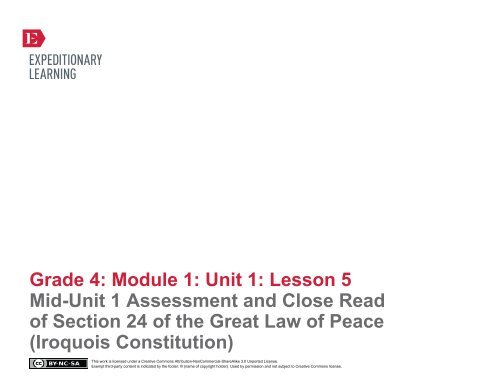 Grade 4 ELA Module 1, Unit 1, Lesson 5 - EngageNY