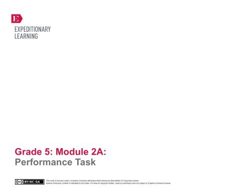 Grade 5 ELA Module 2A: Performance Tasks - EngageNY