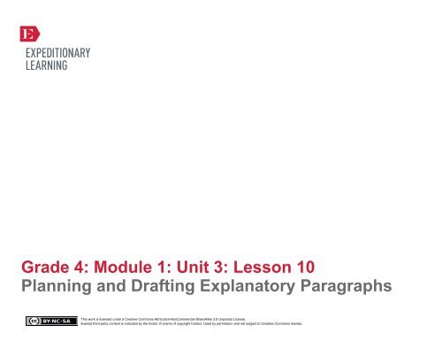 Grade 4 ELA Module 1, Unit 3, Lesson 10 - EngageNY