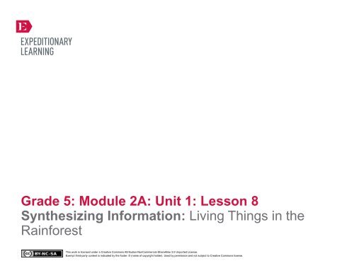 Grade 5 ELA Module 2A, Unit 1, Lesson 8 - EngageNY