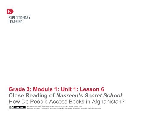 Grade 3 ELA Module 1, Unit 1, Lesson 6 - EngageNY