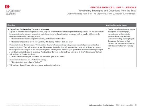 GRADE 6: MODULE 1: UNIT 1