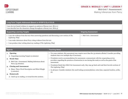 GRADE 6: MODULE 1: UNIT 1