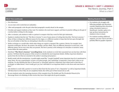 GRADE 6: MODULE 1: UNIT 1