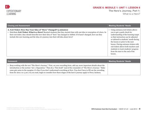 GRADE 6: MODULE 1: UNIT 1