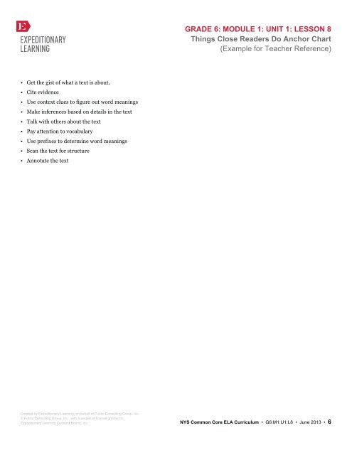 GRADE 6: MODULE 1: UNIT 1