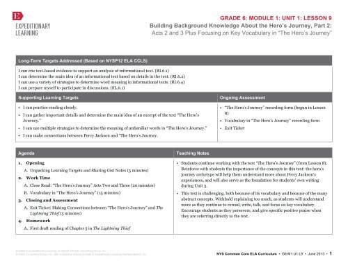 GRADE 6: MODULE 1: UNIT 1