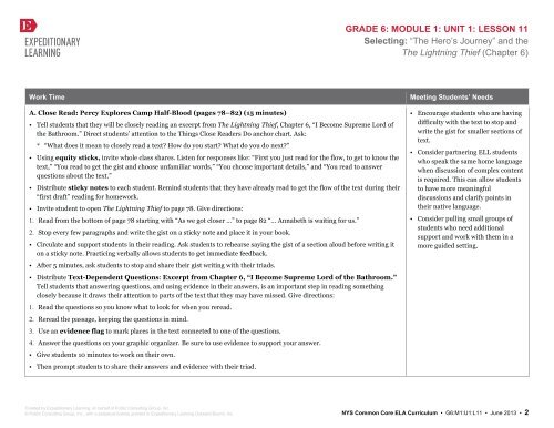 GRADE 6: MODULE 1: UNIT 1