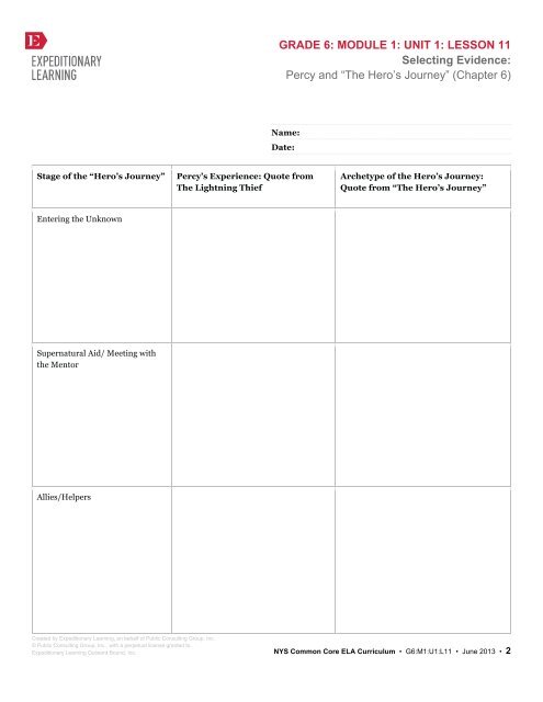 GRADE 6: MODULE 1: UNIT 1