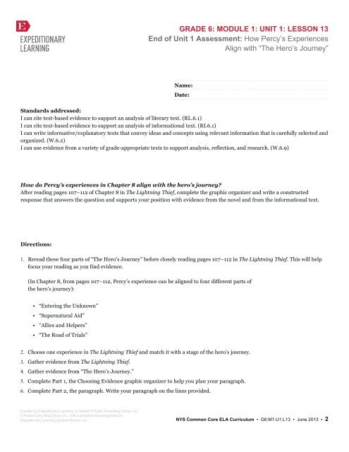 GRADE 6: MODULE 1: UNIT 1