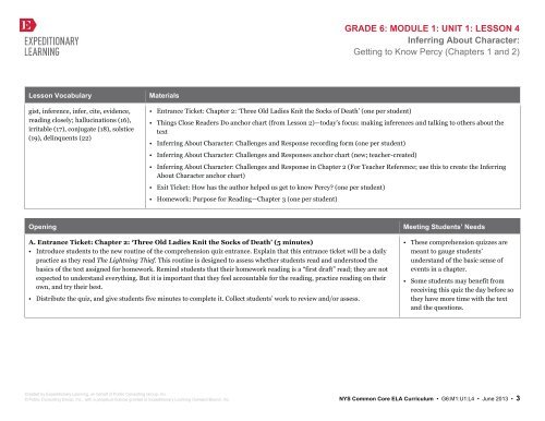 GRADE 6: MODULE 1: UNIT 1