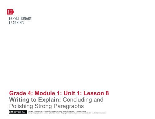 Grade 4 ELA Module 1, Unit 1, Lesson 8 - EngageNY