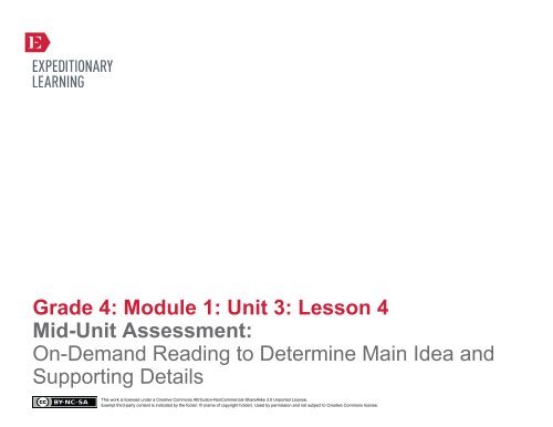 Grade 4 ELA Module 1, Unit 3, Lesson 4 - EngageNY