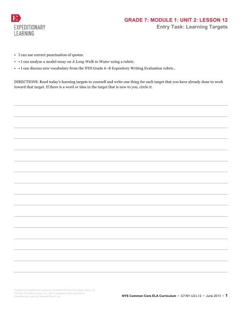 GRADE 7: MODULE 1: UNIT 2